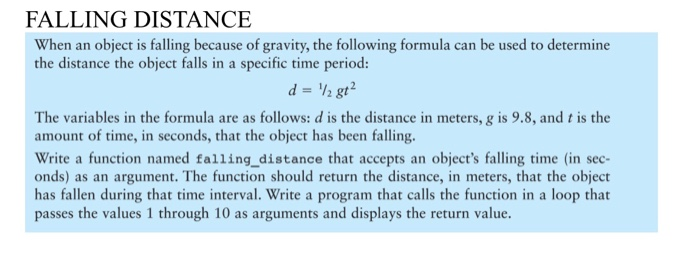 Solved Falling Distance When An Object Is Falling Because Of