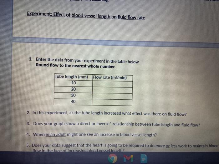 Solved III. Effect of Blood Vessel Length on Blood Flow Rate | Chegg.com