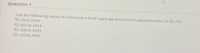 Solved Use the following values to construct a third | Chegg.com