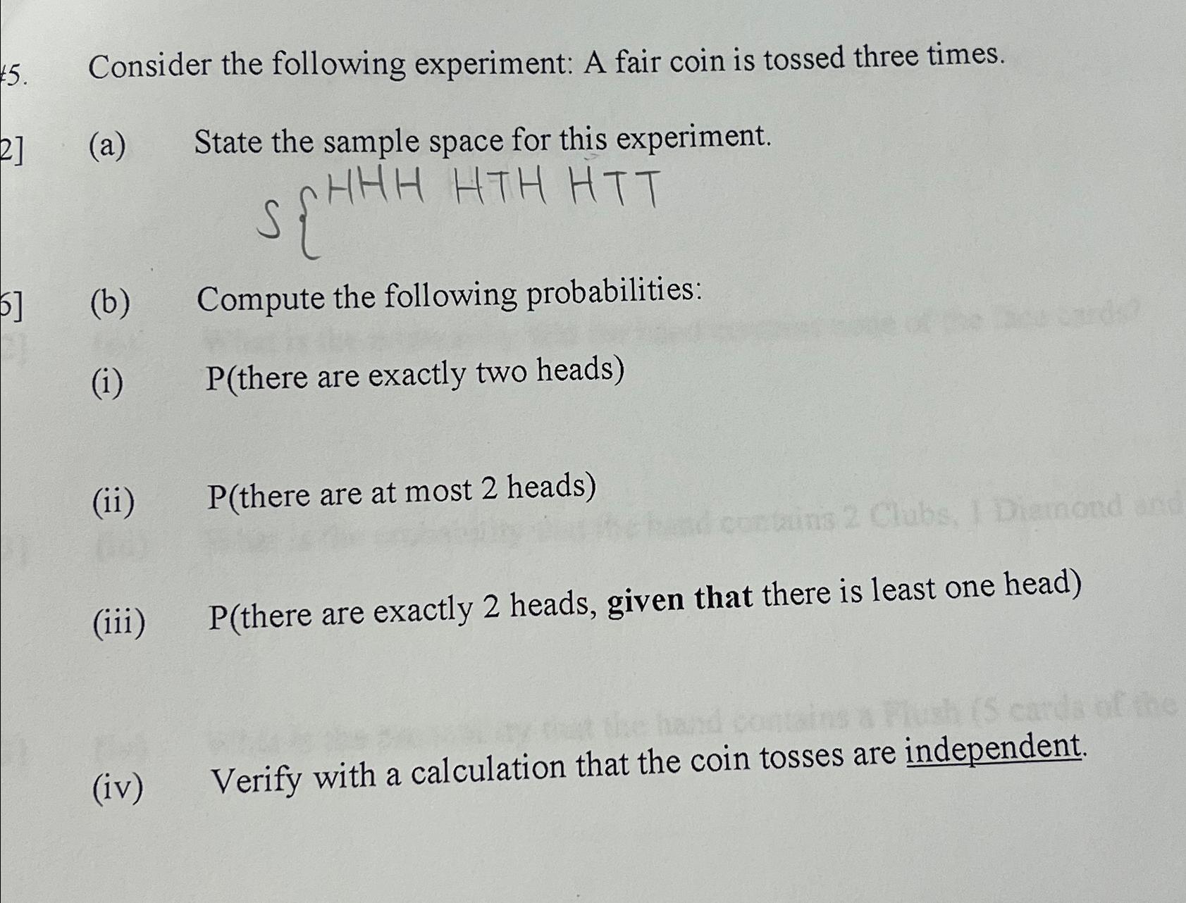 Solved Consider the following experiment: A fair coin is | Chegg.com