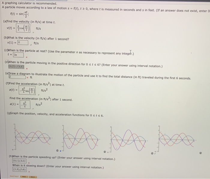 Solved A graphing calculator is recommended. A particle | Chegg.com
