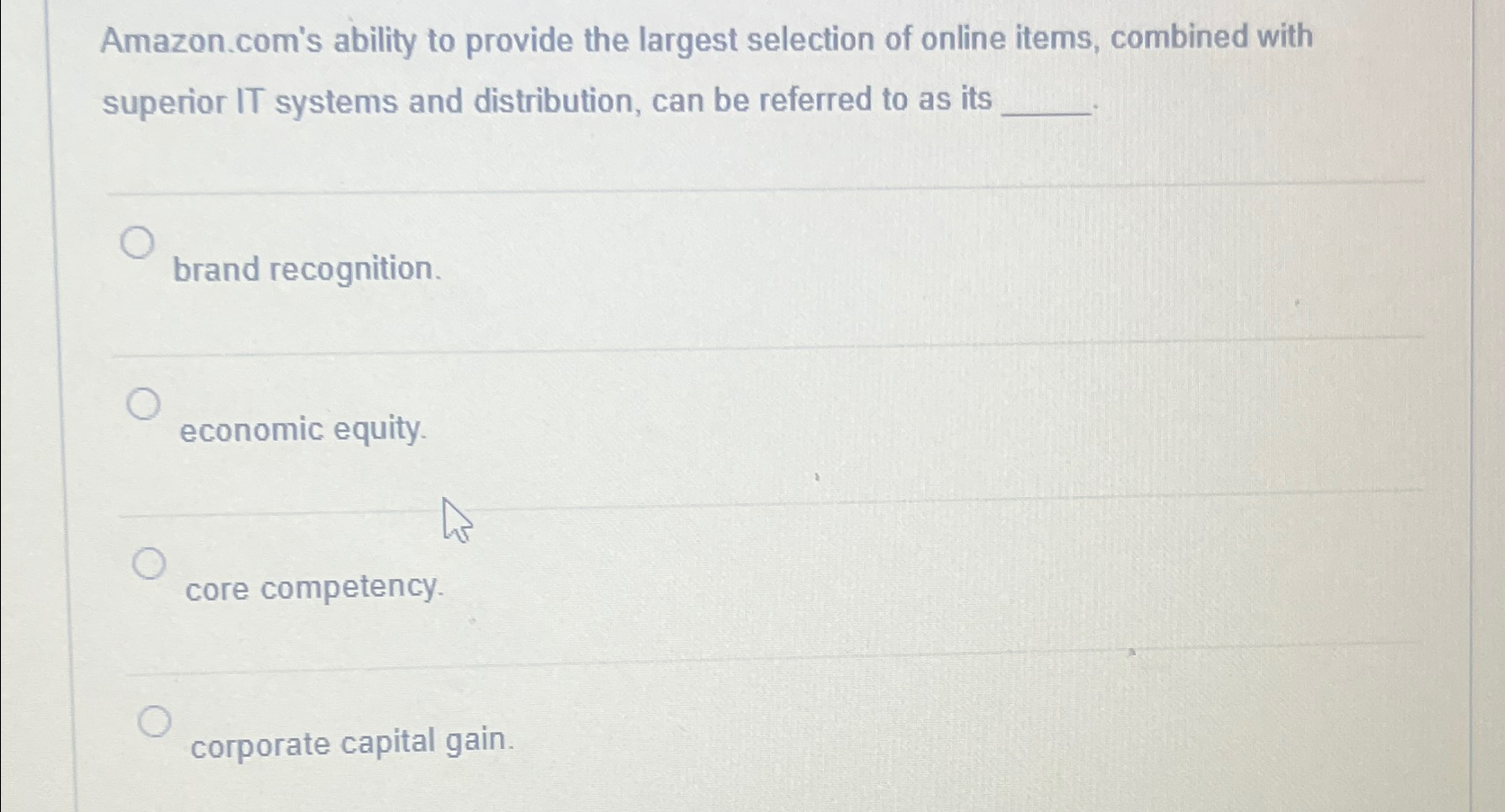 Solved Amazon.com's ability to provide the largest selection | Chegg.com