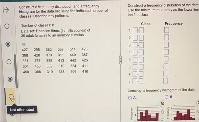 Solved Construct a frequency distribution and a frequency | Chegg.com