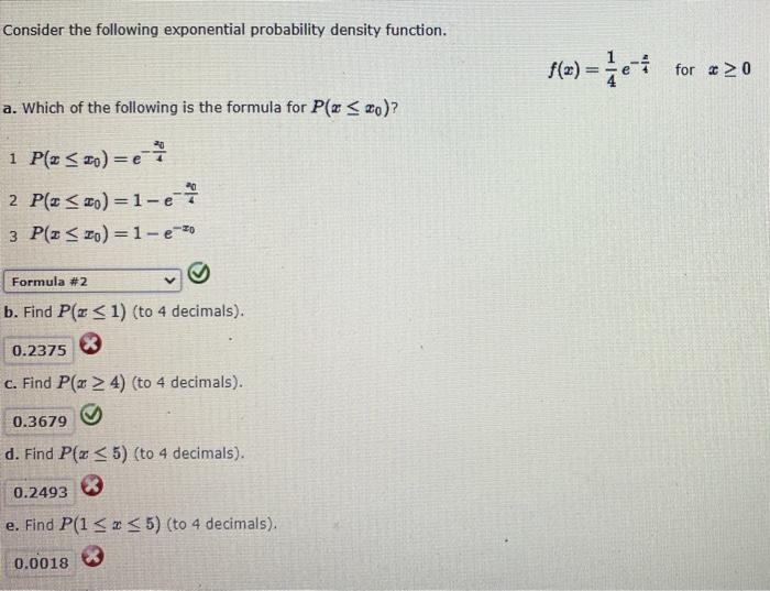 Solved Consider the following exponential probability | Chegg.com