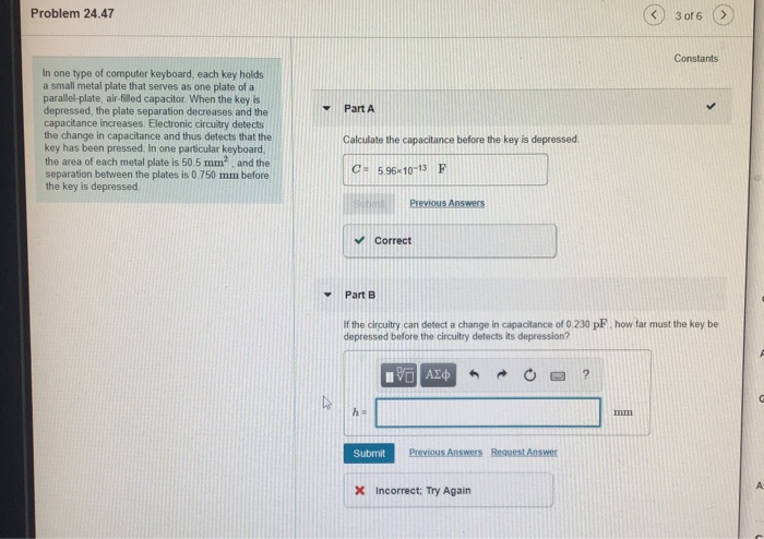 Solved Problem 24.47 3 of 6 Constants In one type of | Chegg.com