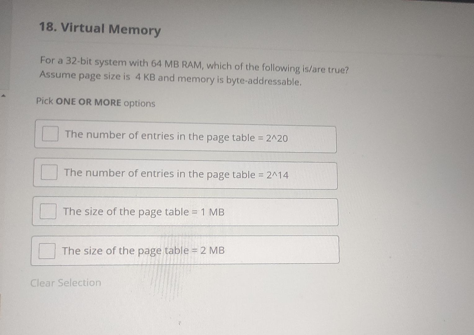 Solved Virtual MemoryFor a 32-bit system with 64 ﻿MB RAM, | Chegg.com