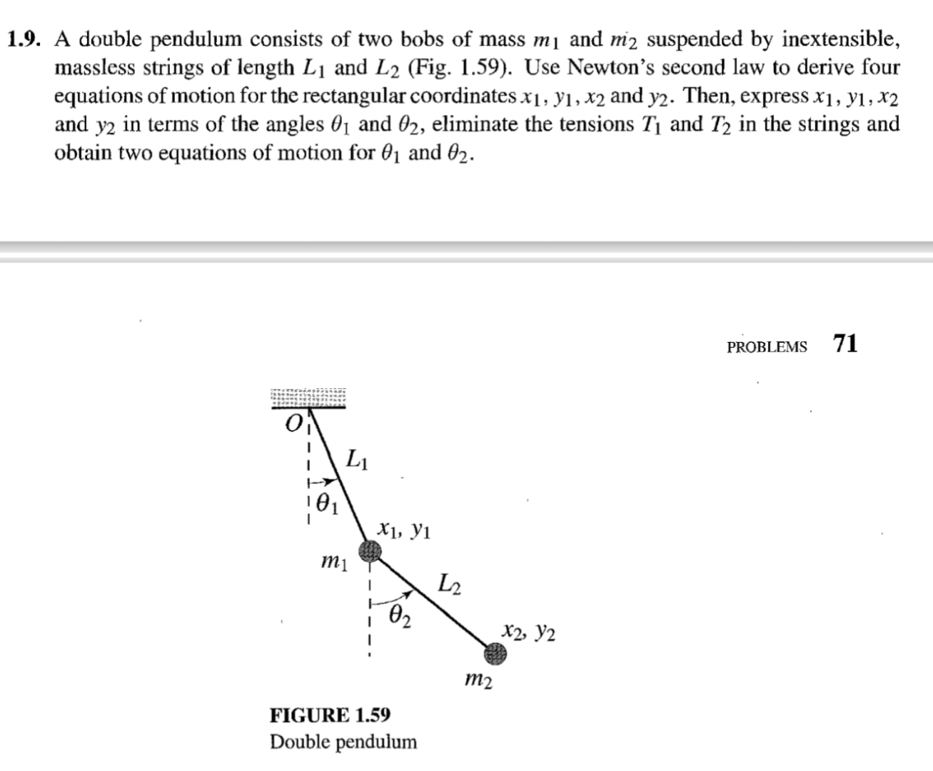 Solved 1.9. ﻿A double pendulum consists of two bobs of mass | Chegg.com