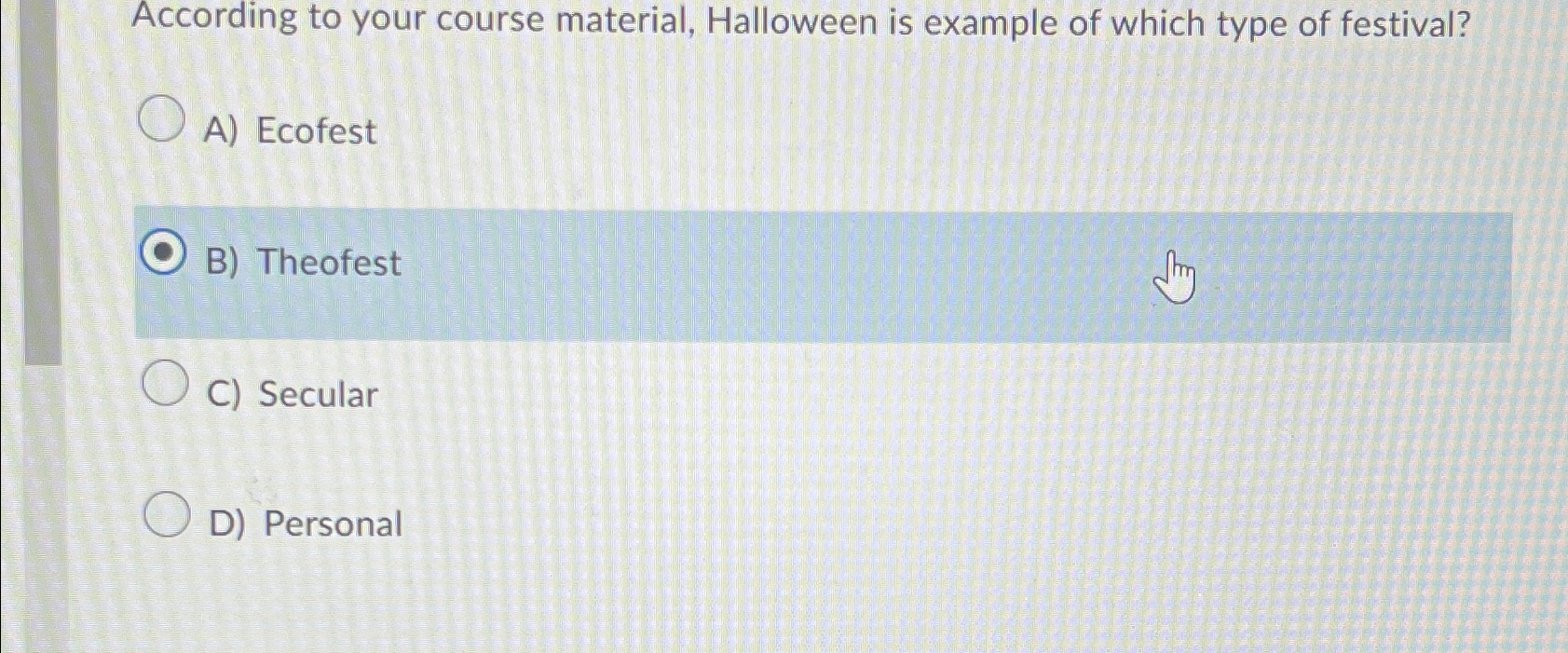 Solved According to your course material, Halloween is | Chegg.com