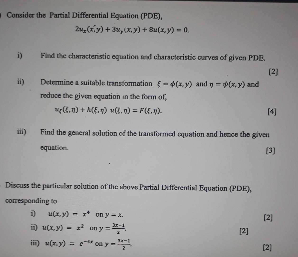 Solved Consider the Partial Differential Equation (PDE), | Chegg.com