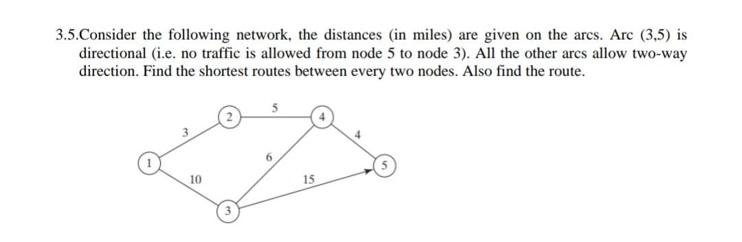 Solved 3.5.Consider the following network, the distances (in | Chegg.com