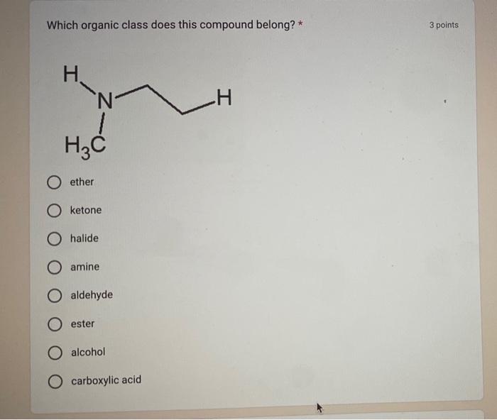 Solved Which organic class does this compound belong? * | Chegg.com