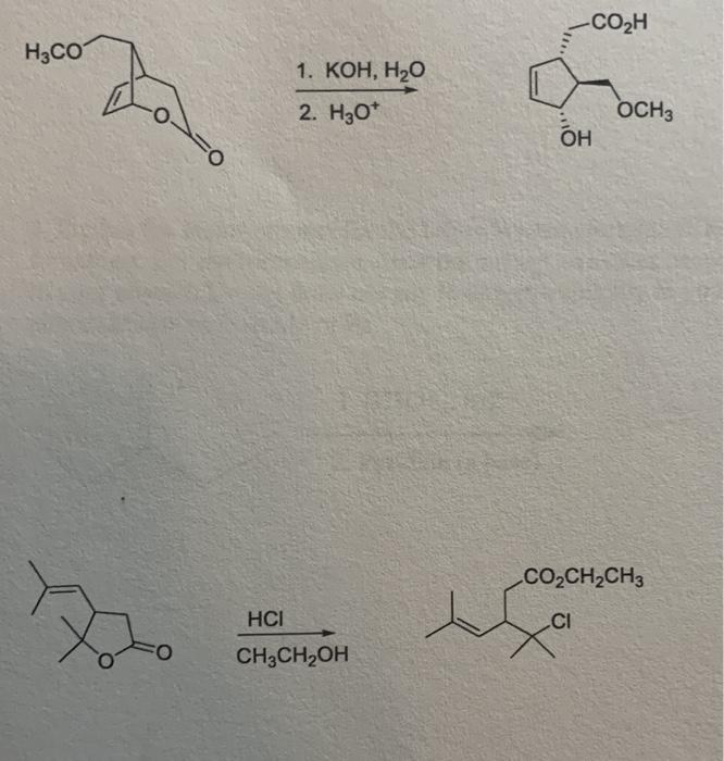 Solved СОН H3CO 1. КОН, НО 2. Hot OCH3 OH о CO2CH2CH3 НСІ CI | Chegg.com