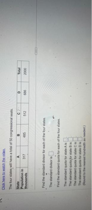 Solved Click here to watch the video. The four states will | Chegg.com