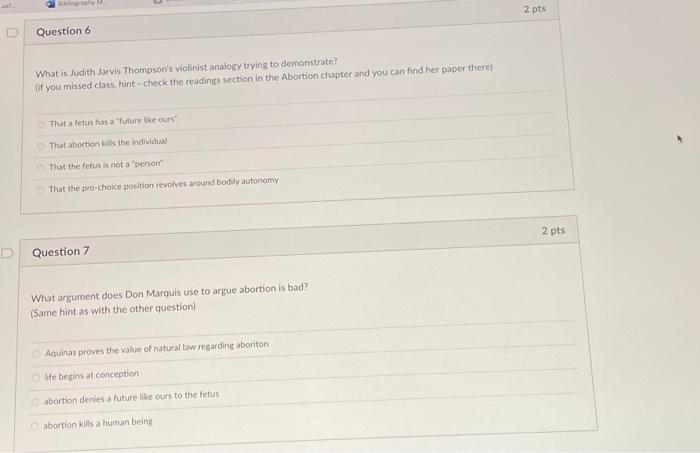 What is Judith Jarvis Thompson's violinist analogy | Chegg.com
