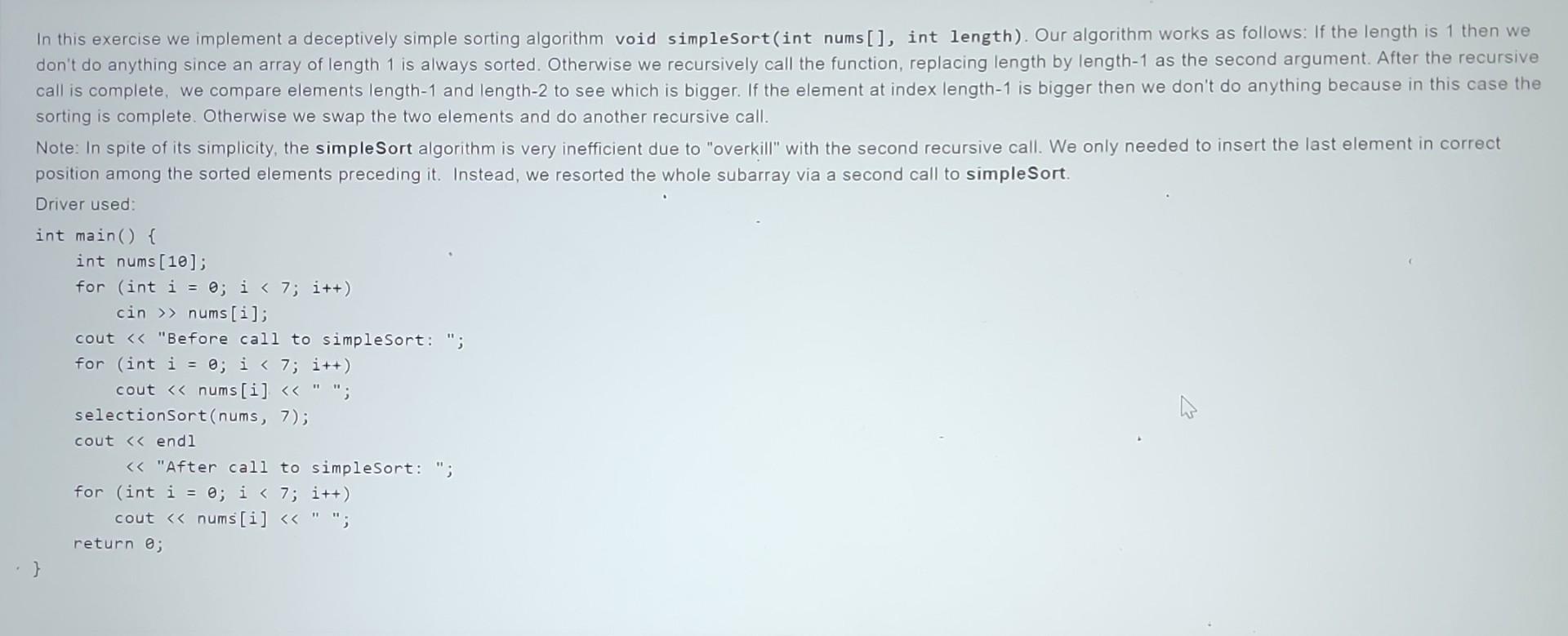 Solved In this exercise we implement a deceptively simple | Chegg.com