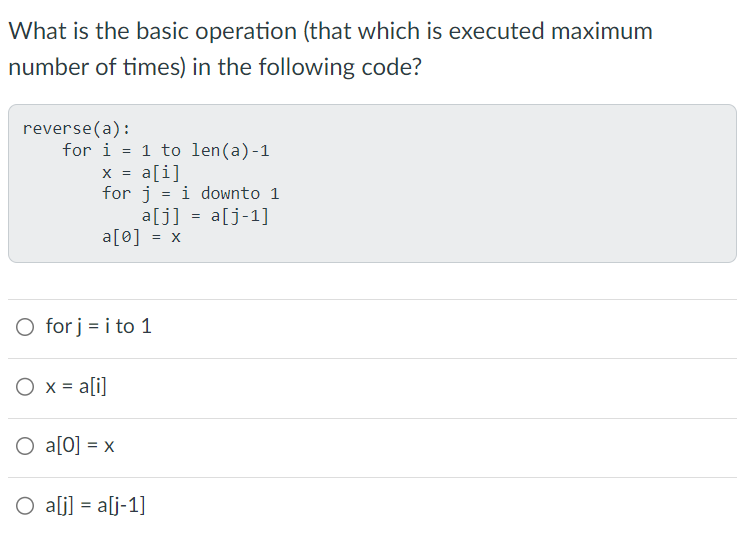 Solved What is the basic operation (that which is executed | Chegg.com