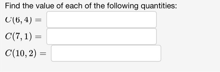 Solved Find the value of each of the following quantities: | Chegg.com