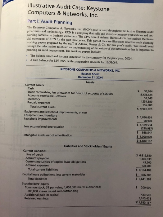 illustrative Audit Case: Keystone Computers & | Chegg.com