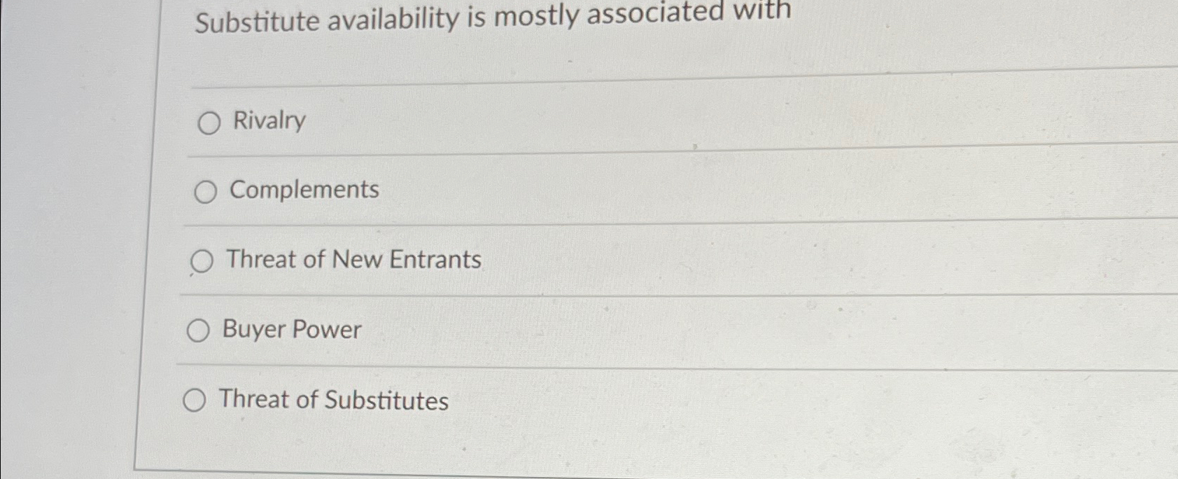 Solved Substitute availability is mostly associated | Chegg.com