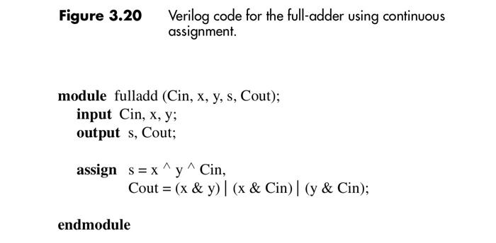 Solved - Use the Verilog code in Figure 3.20, page 154 of | Chegg.com
