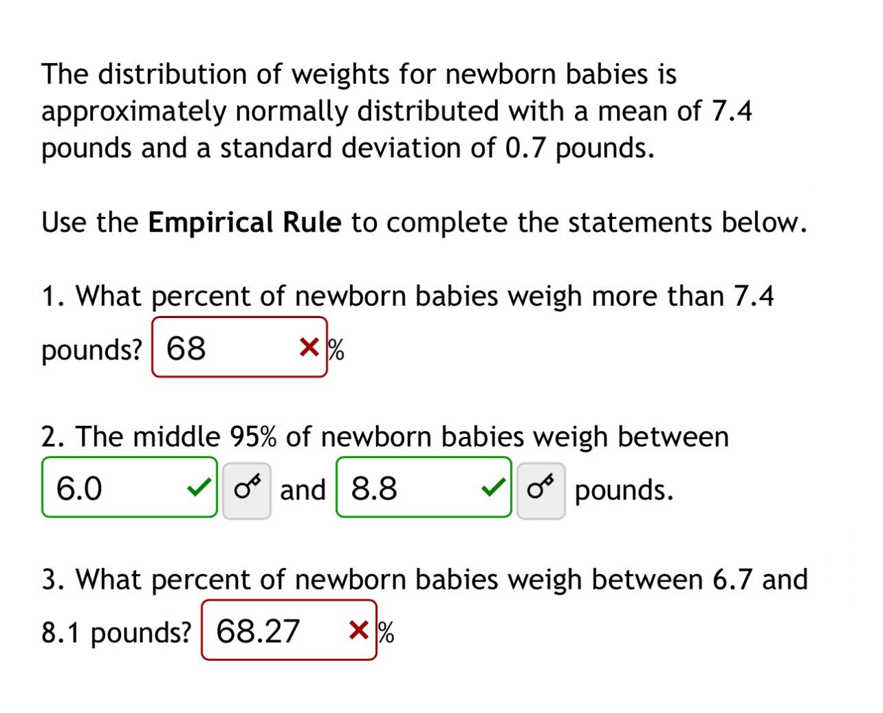 Solved The distribution of weights for newborn babies is | Chegg.com