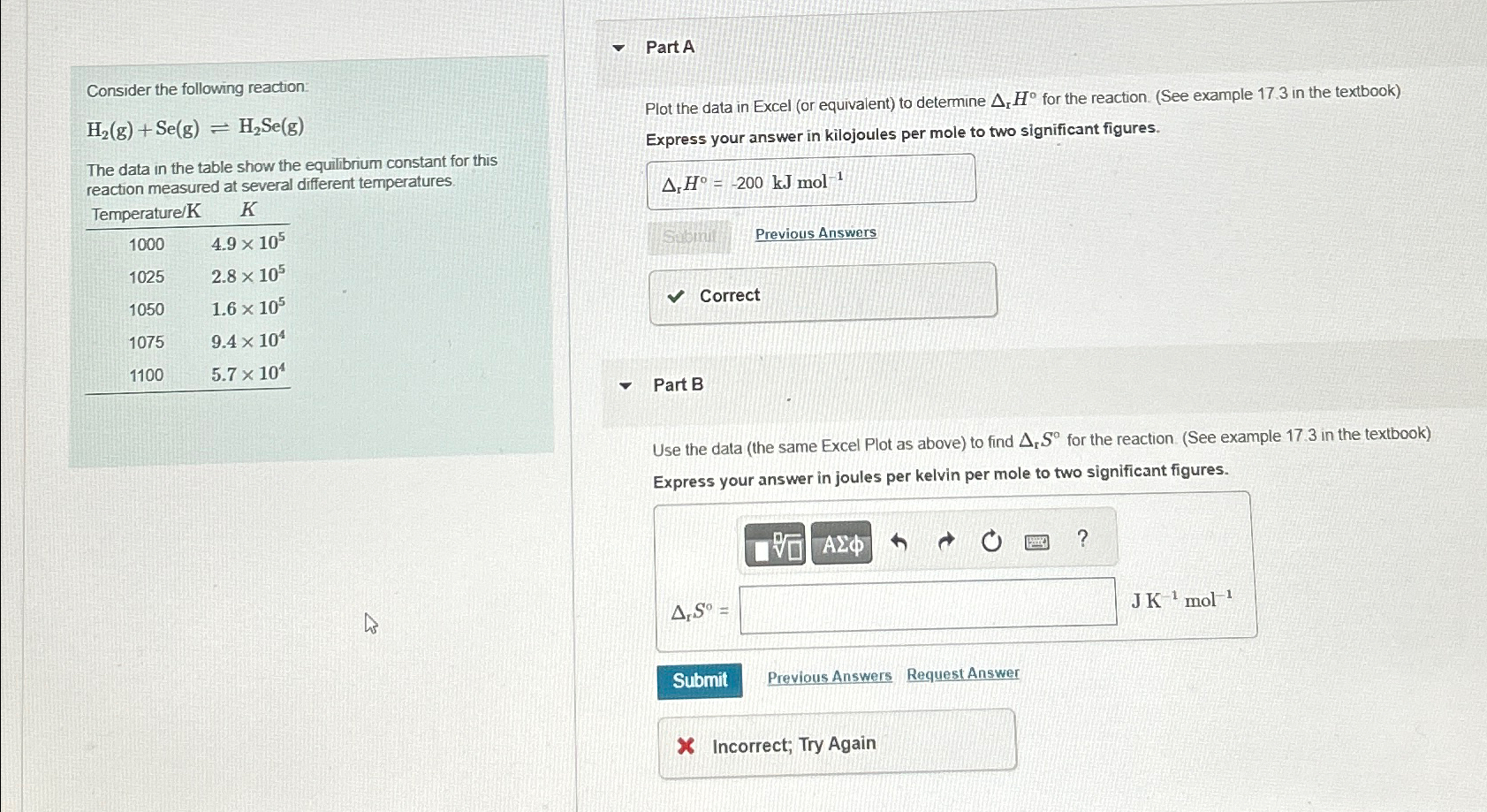 Solved Answer part b pleasePart AConsider the following | Chegg.com