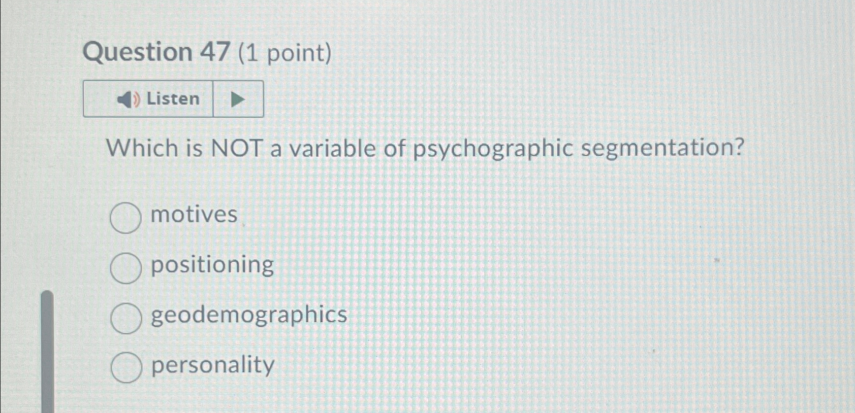 Solved Question 47 (1 ﻿point)ListenWhich is NOT a variable | Chegg.com