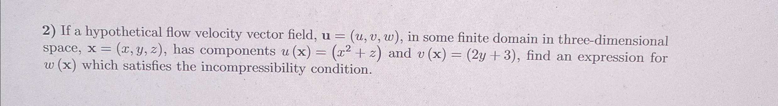 If a hypothetical flow velocity vector field, | Chegg.com