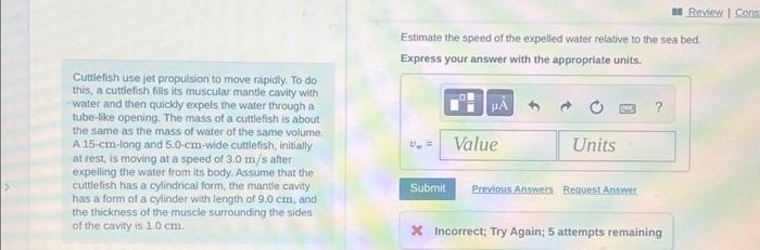 Solved Estimate the speed of the expelied water relative to | Chegg.com