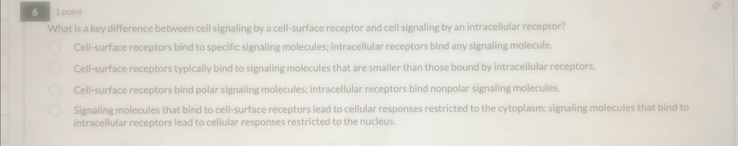 Solved 1 ﻿pointWhat is a key difference between cell | Chegg.com