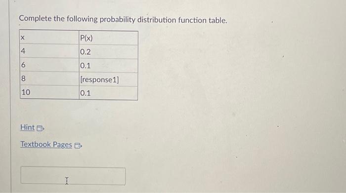 Solved Complete the following probability distribution | Chegg.com