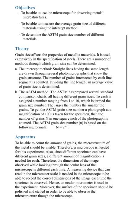 Solved Objectives To Be Able To Use The Microscope For