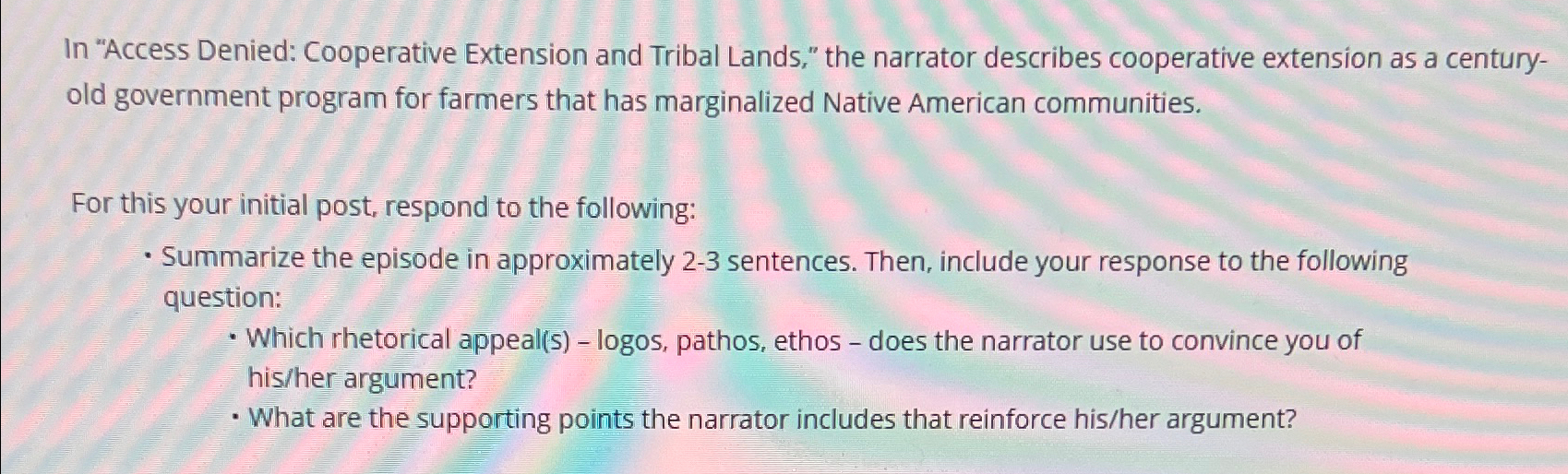 Solved In "Access Denied: Cooperative Extension and Tribal | Chegg.com