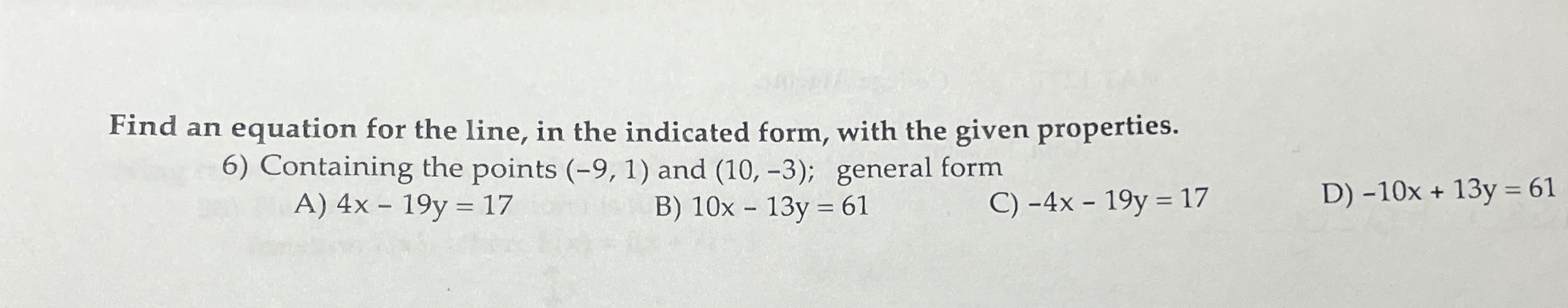 Solved Find an equation for the line, in the indicated form, | Chegg.com