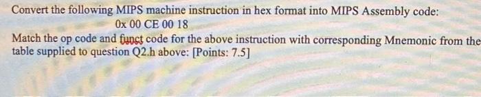 Convert the following MIPS machine instruction in hex | Chegg.com Convert the following MIPS machine instruction in hex | Chegg.com