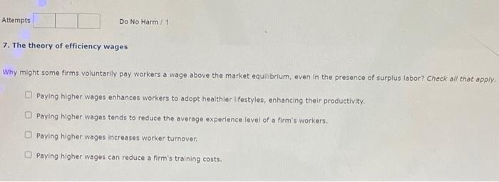 Solved 7. The theory of efficiency wages Why might some | Chegg.com