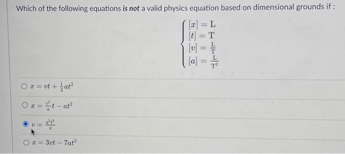 Solved Which of the following equations is not a valid | Chegg.com
