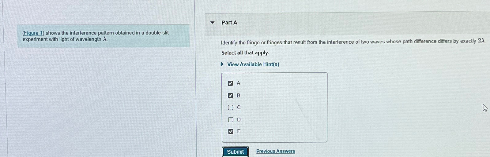 (Figure 1) ﻿shows the interference pattern obtained | Chegg.com