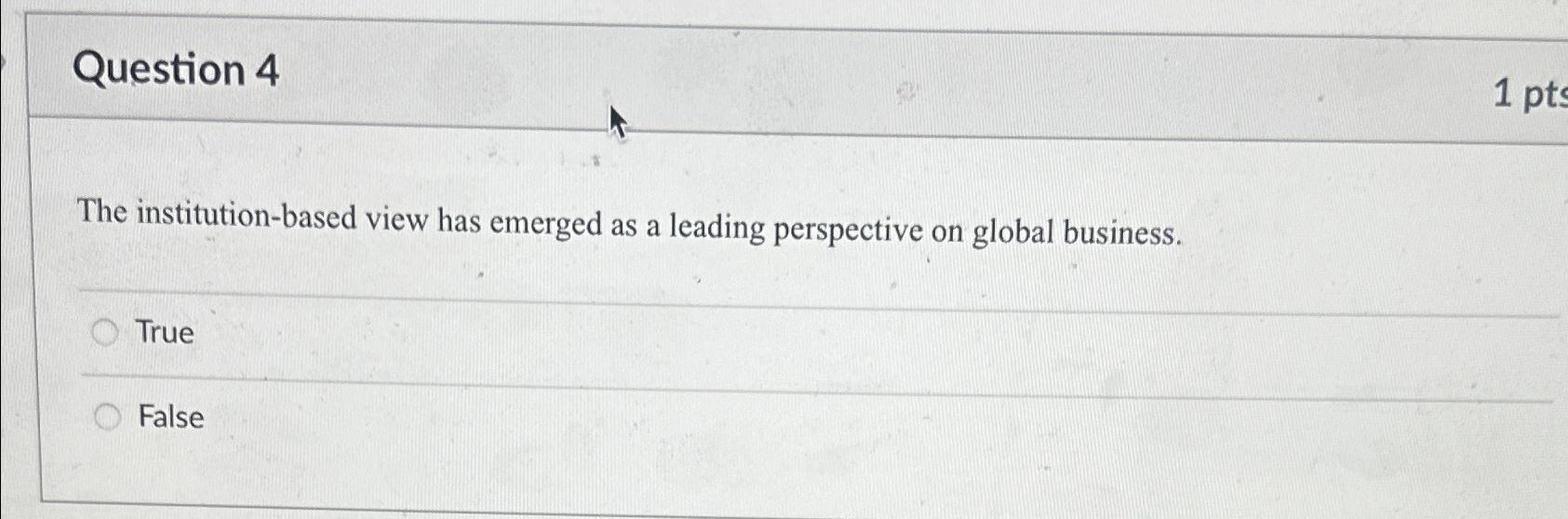 Solved Question 4The institution-based view has emerged as a | Chegg.com