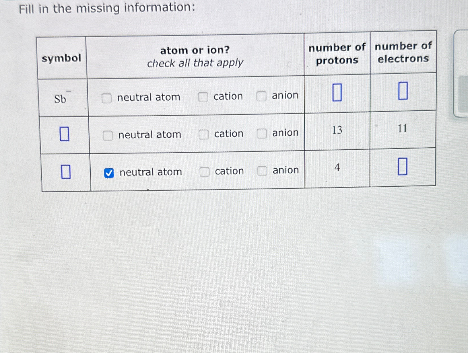 Solved Fill in the missing | Chegg.com