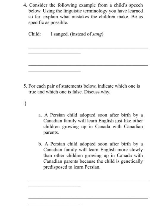 Solved 4. Consider the following example from a child's | Chegg.com