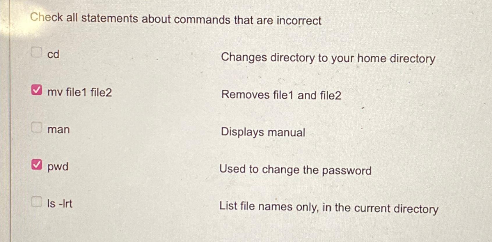 Solved Check all statements about commands that are | Chegg.com