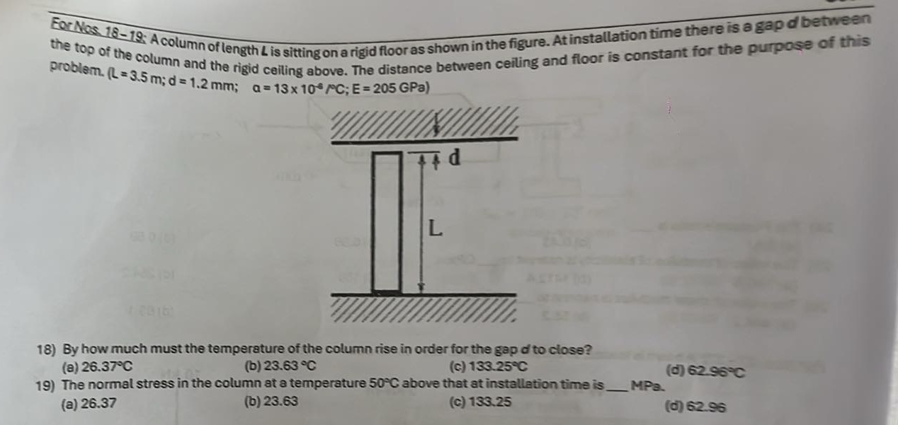 Solved Eor Nos 18 - 19: A column of length L ﻿is sitting on | Chegg.com