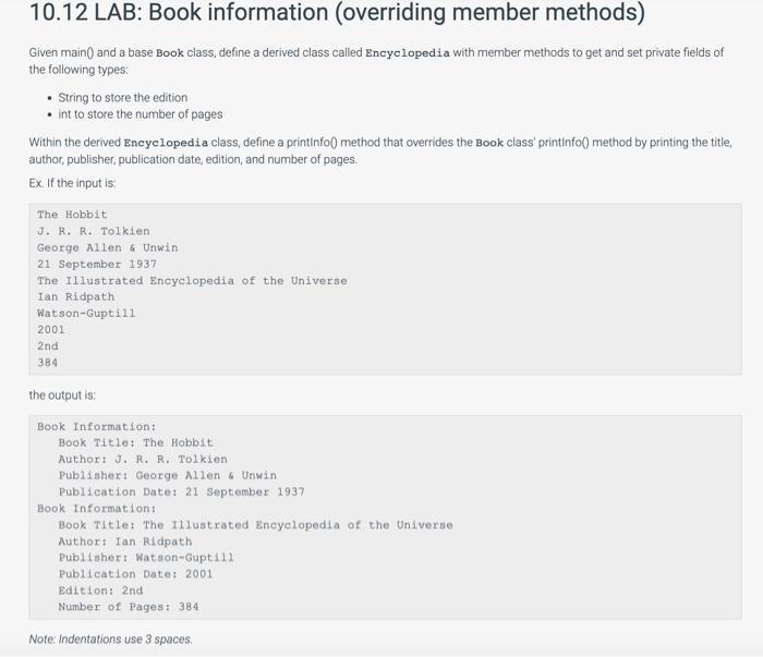 Solved Given Main0 And A Base Book Class Define A Derived