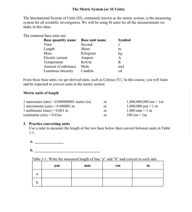 Solved The International System of Units (SI), commonly | Chegg.com