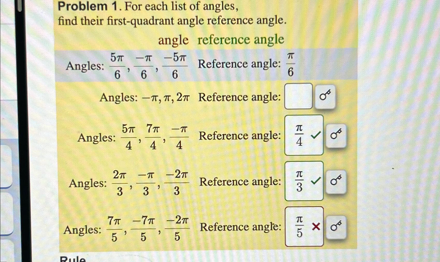 Solved Problem 1. ﻿For each list of angles, find their | Chegg.com
