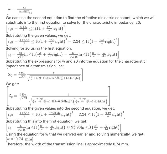 Solved Lw=e20(tin602 d8 d We can use the second equation to | Chegg.com