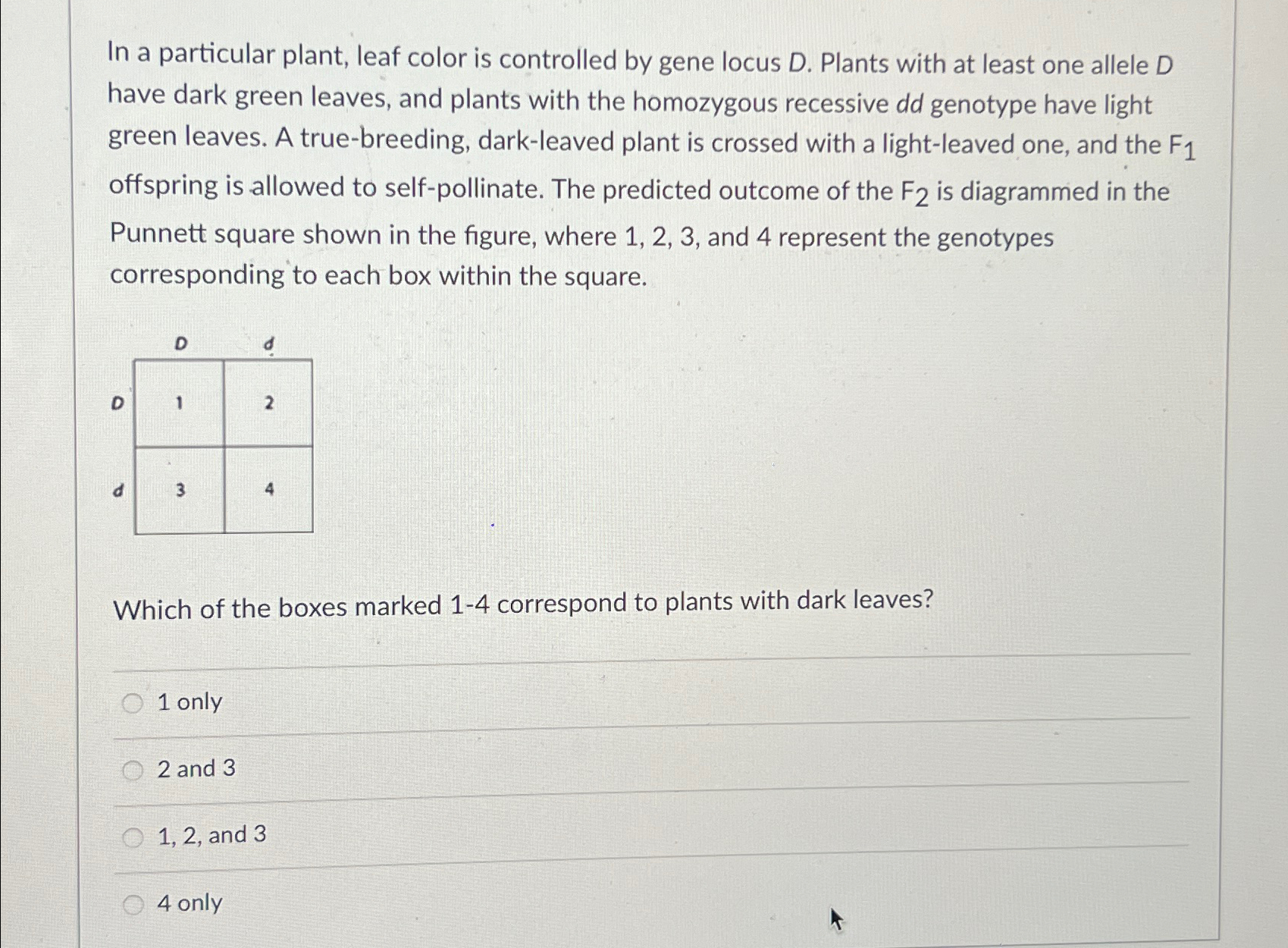 In a particular plant, leaf color is controlled by | Chegg.com