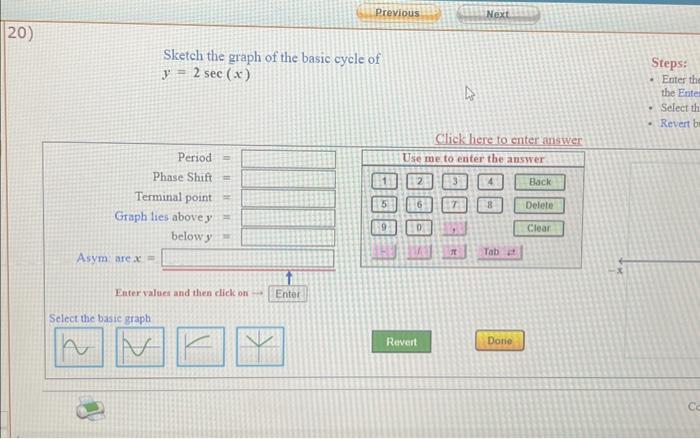 Solved Sketch the graph of the basic cycle of y=2sec(x) | Chegg.com