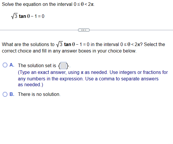 Solved Solve the equation on the interval | Chegg.com